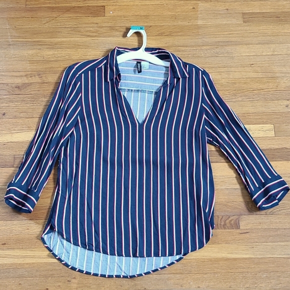 Divided | Tops | Divided Shirt Navy Blue With White And Red Pinstripes ...